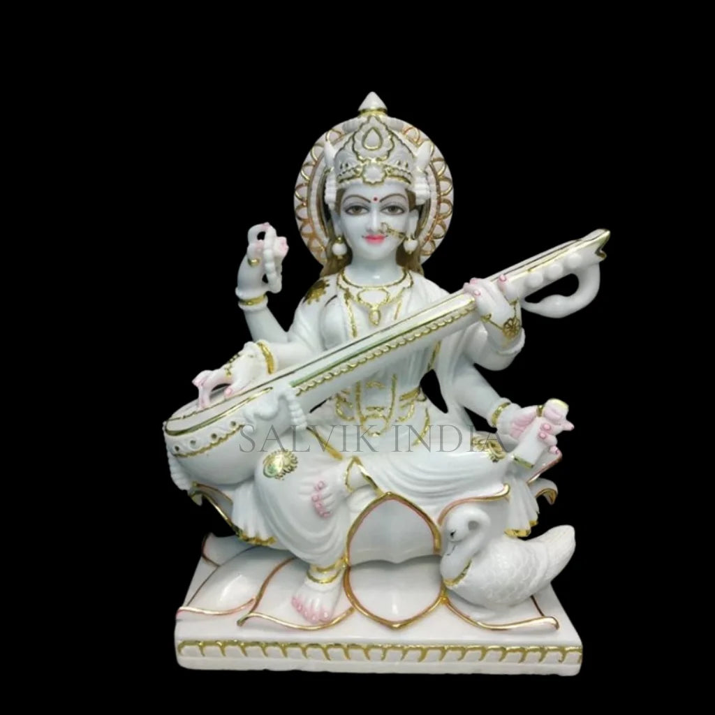Maa Saraswati Marble Murti with Veena for Temple | Salvik – Salvik ...
