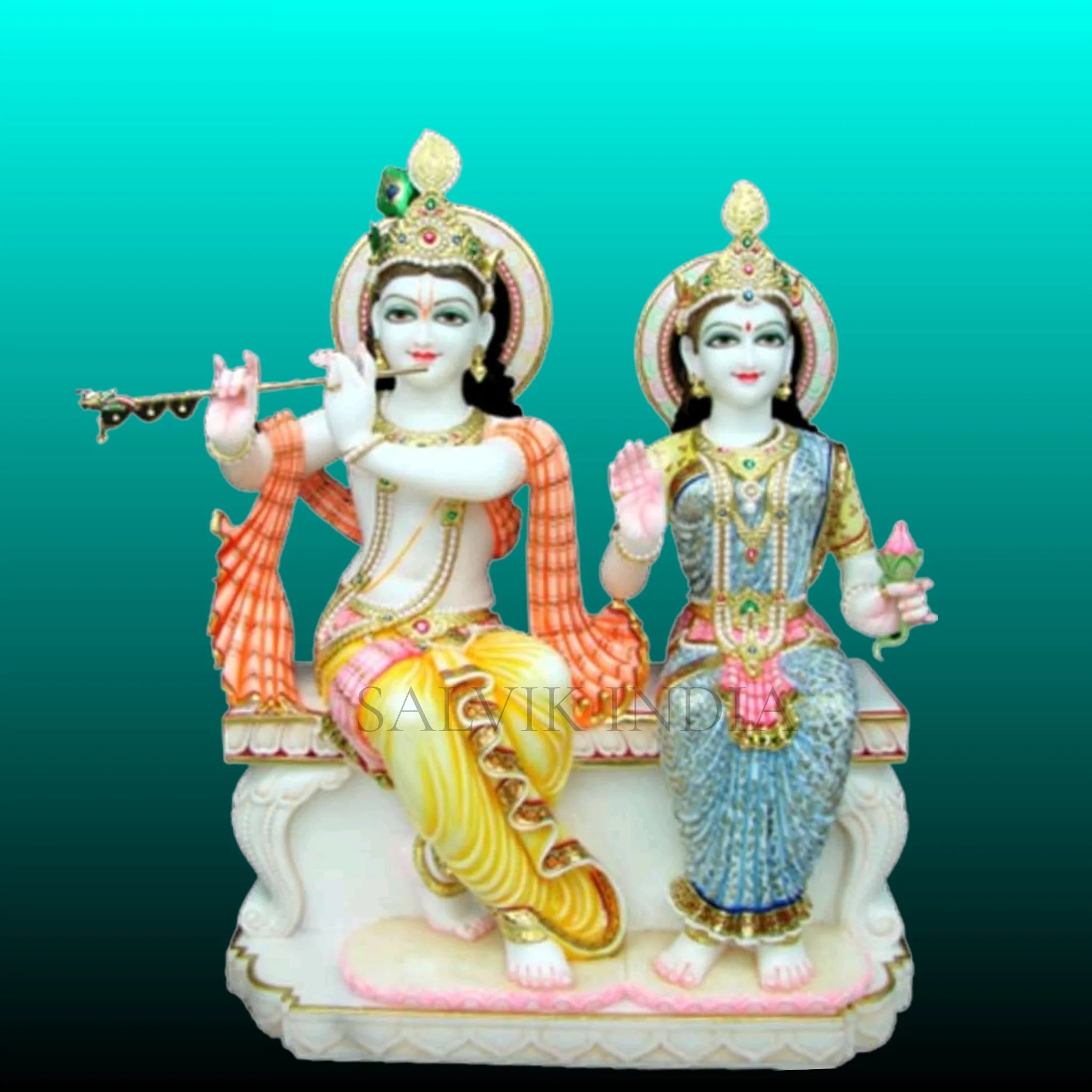 Premium Marble Radha Krishna Murti – Hand-Carved in Rajasthan – Salvik ...